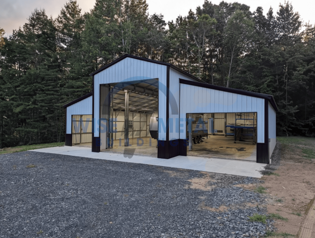 Sturdy 18x40x16 Metal RV Cover With Two Lean-tos - Wise Metal Buildings